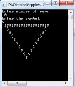 Display Hollow Inverted Pyramid pattern in C++ language - Code for Java c